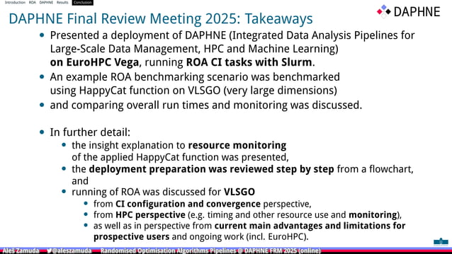 Randomised Optimisation Algorithms Pipelines @ DAPHNE FRM 2025 | PPT