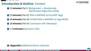 Randomised Optimisation Algorithms @ DAPHNE GAM 2024 | PDF