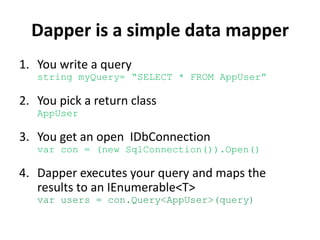 Dapper - Rise of the MicroORM | PPTX