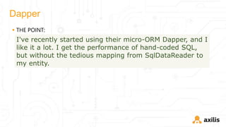 Micro ORM vs Entity Framework | PPTX | Databases | Computer Software and Applications