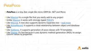 Micro ORM vs Entity Framework | PPTX | Databases | Computer Software and Applications