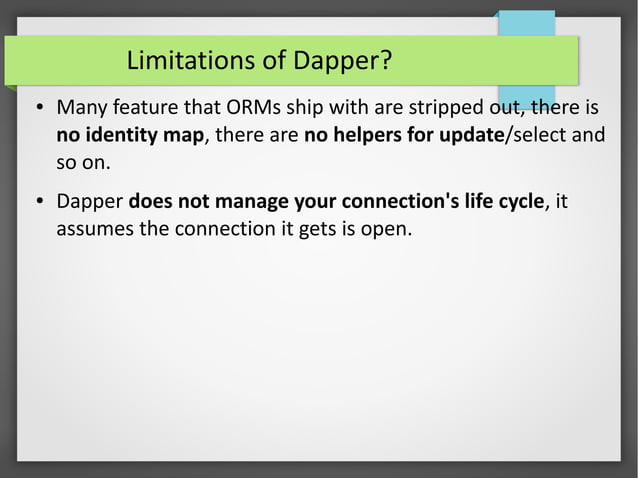 Object Relational Mapping With Dapper Micro Orm Ppt