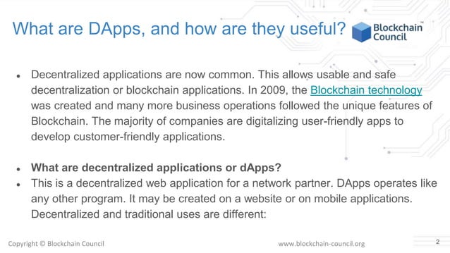 What are DApps, and how are they useful? | PPT