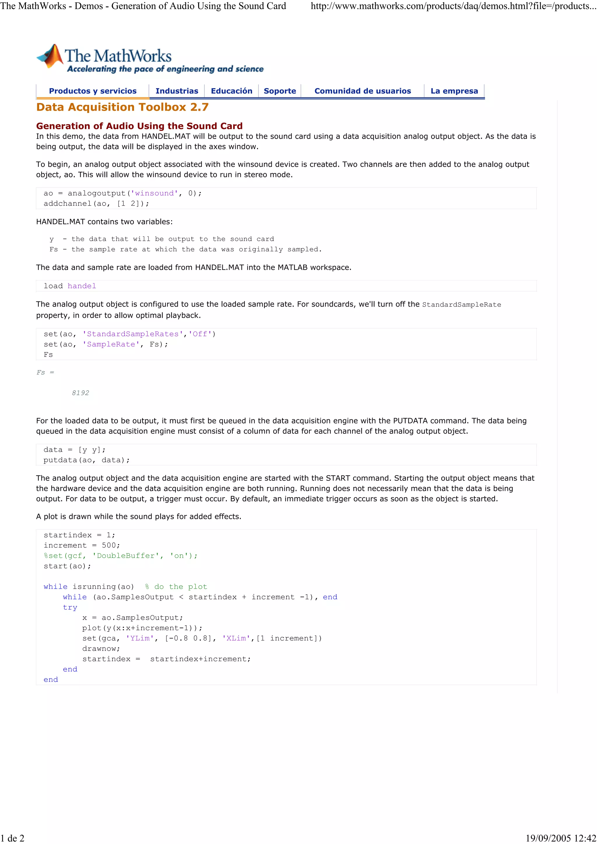 Daq toolbox examples_matlab | PDF | Digital Audio | Computer Software and Applications