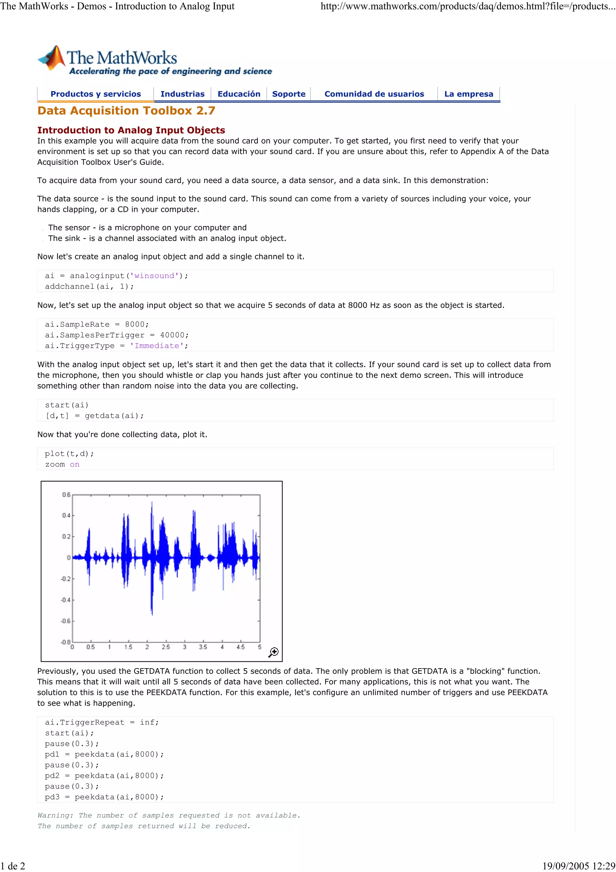 Daq toolbox examples_matlab | PDF