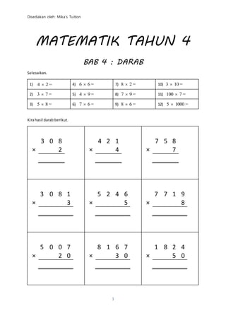 Matematik tahun 4 - Darab | DOCX