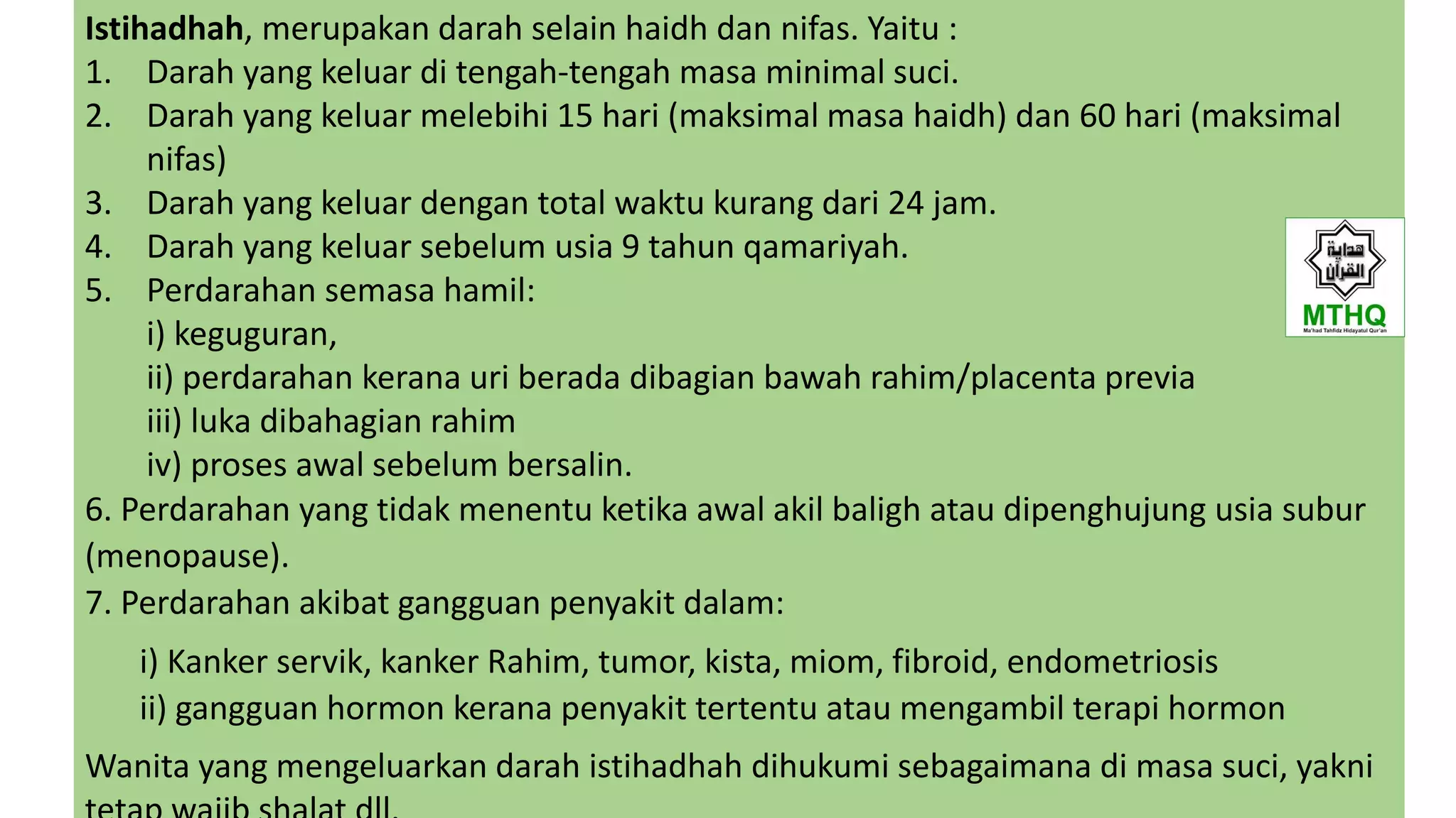 Darah Wanita; Haid, istihadhoh, Nifas.pptx