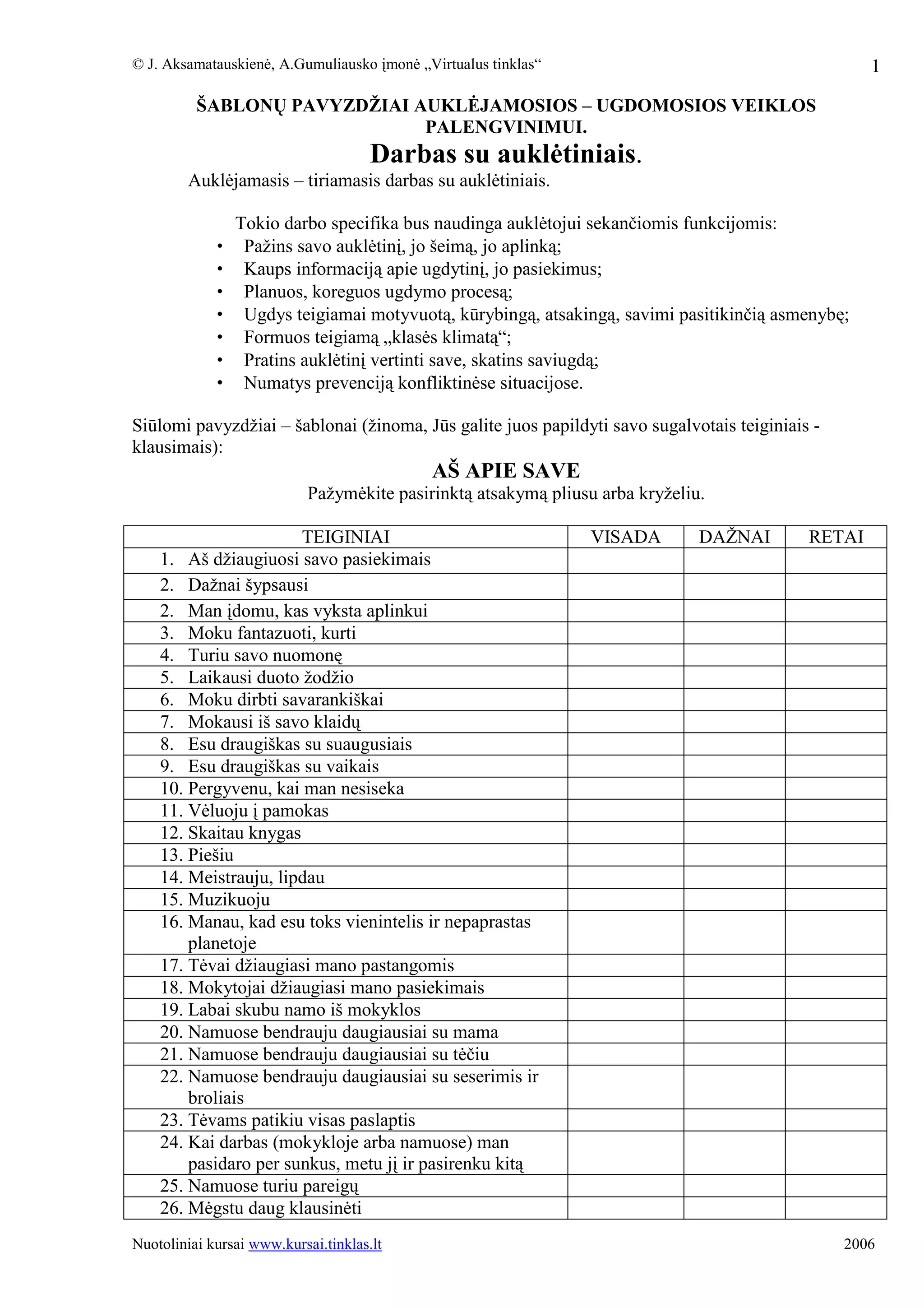 Darb darbas su-aukletiniais | PDF