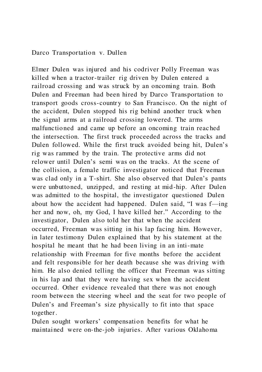 Darco Transportation v. DullenElmer Dulen was injured and his | PDF