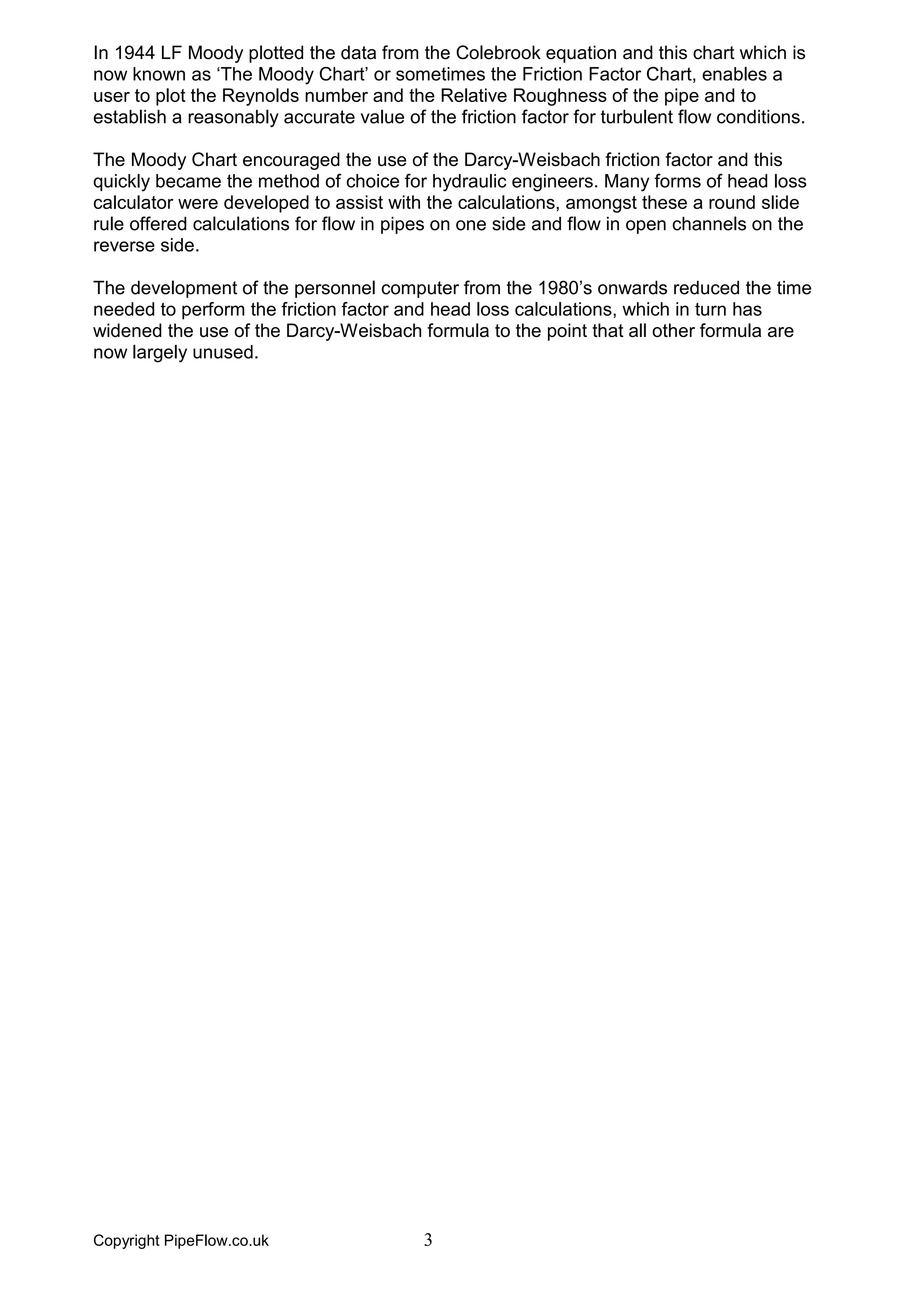 Darcy weisbach formula | PDF