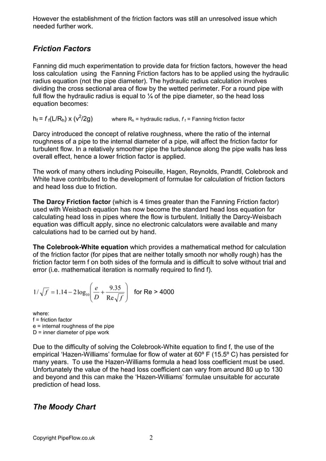 Darcy weisbach formula | PDF | Physics | Science