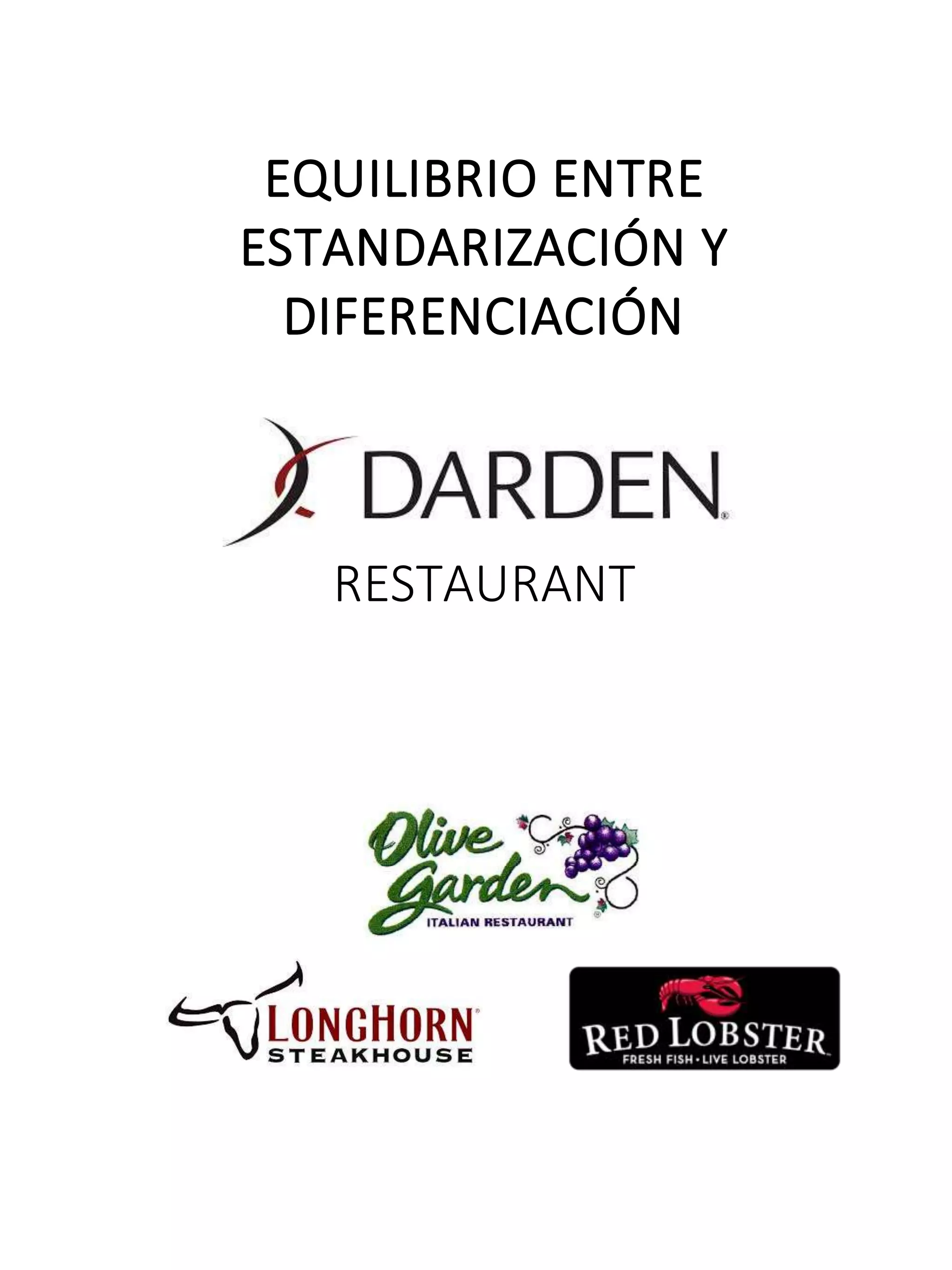 Darden Restaurant, Fundamentos de marketing. | DOCX