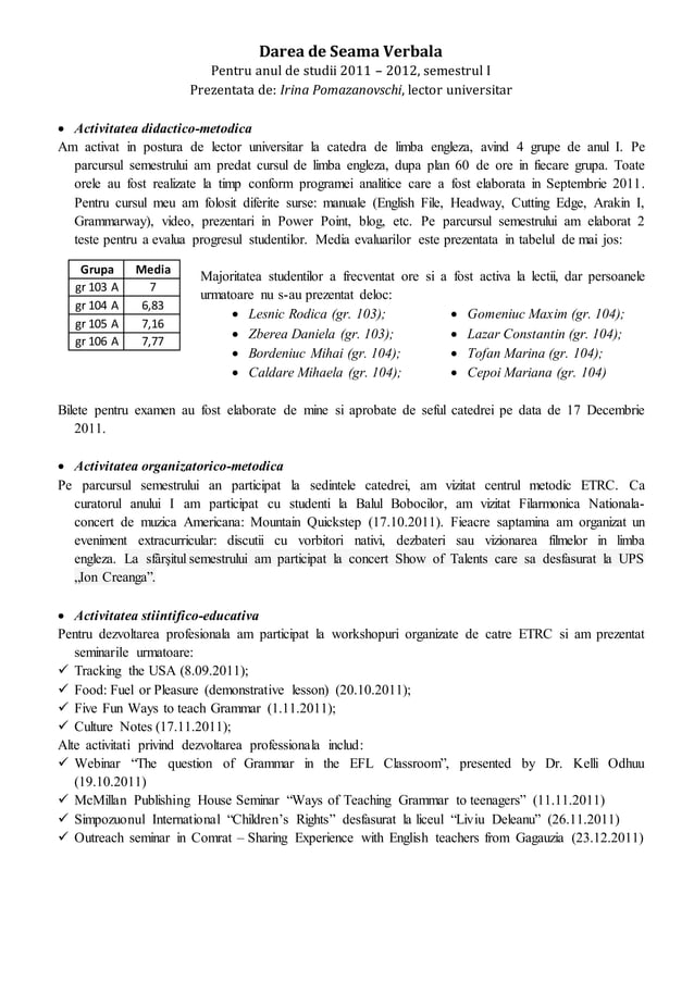 Darea de seama verbala | PDF