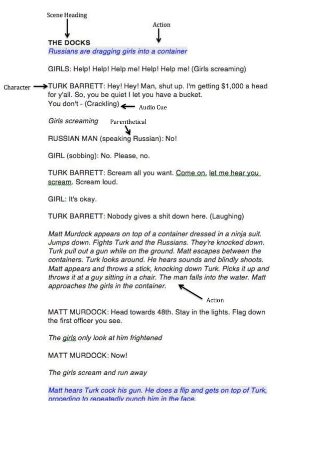 Daredevil script annotation | DOCX