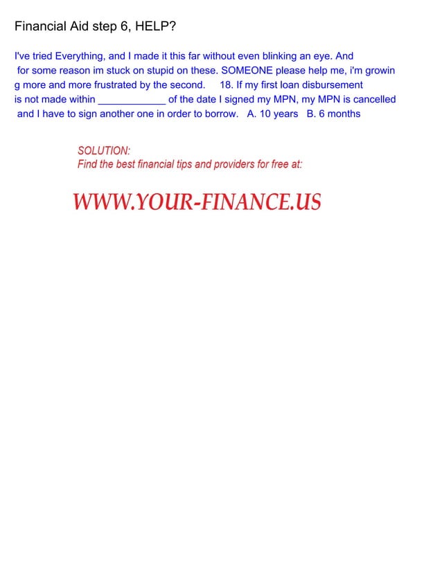 Financial Aid step 6, HELP? | PDF | Student Financial Aid | Financial Assistance