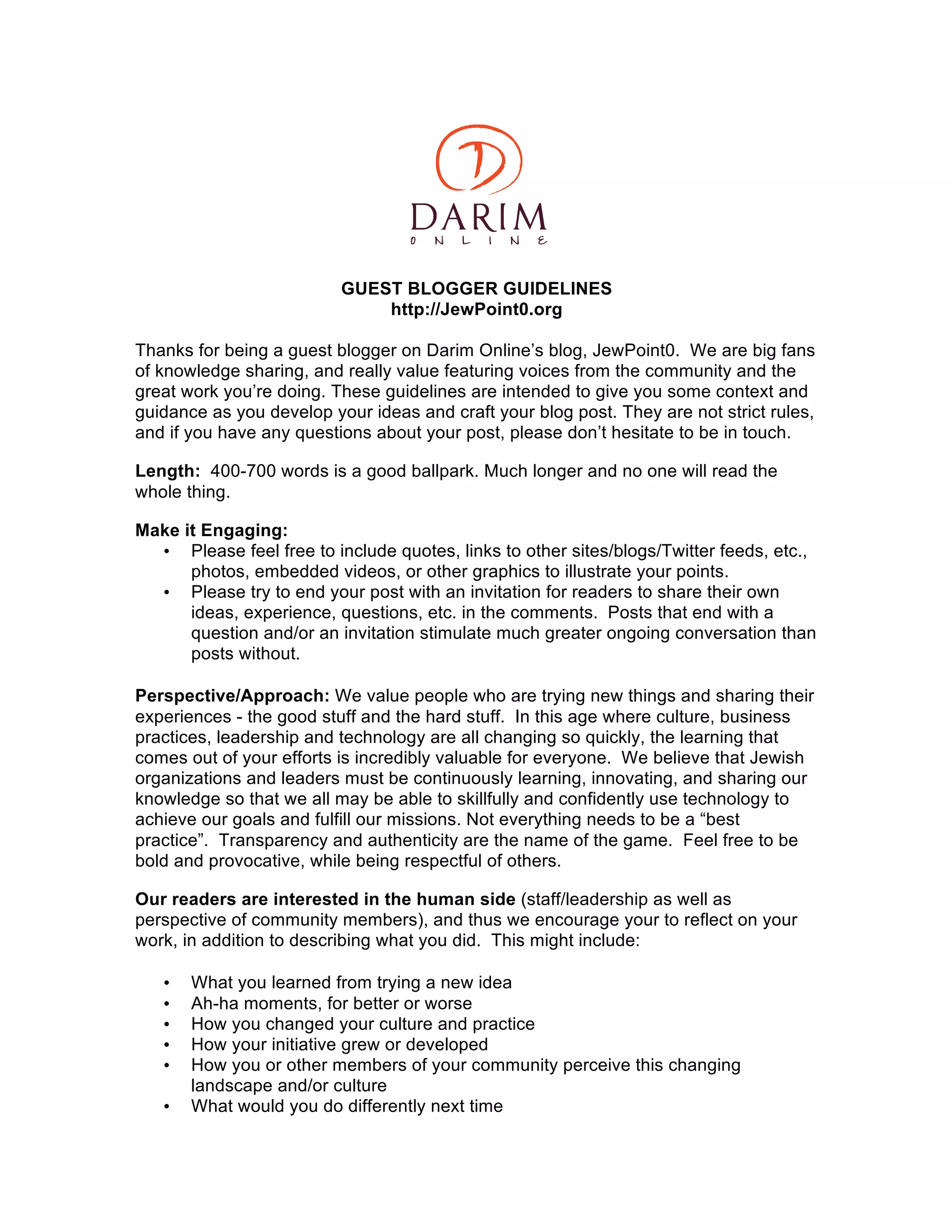 Darim's guest blogging guidelines 2012 | PDF