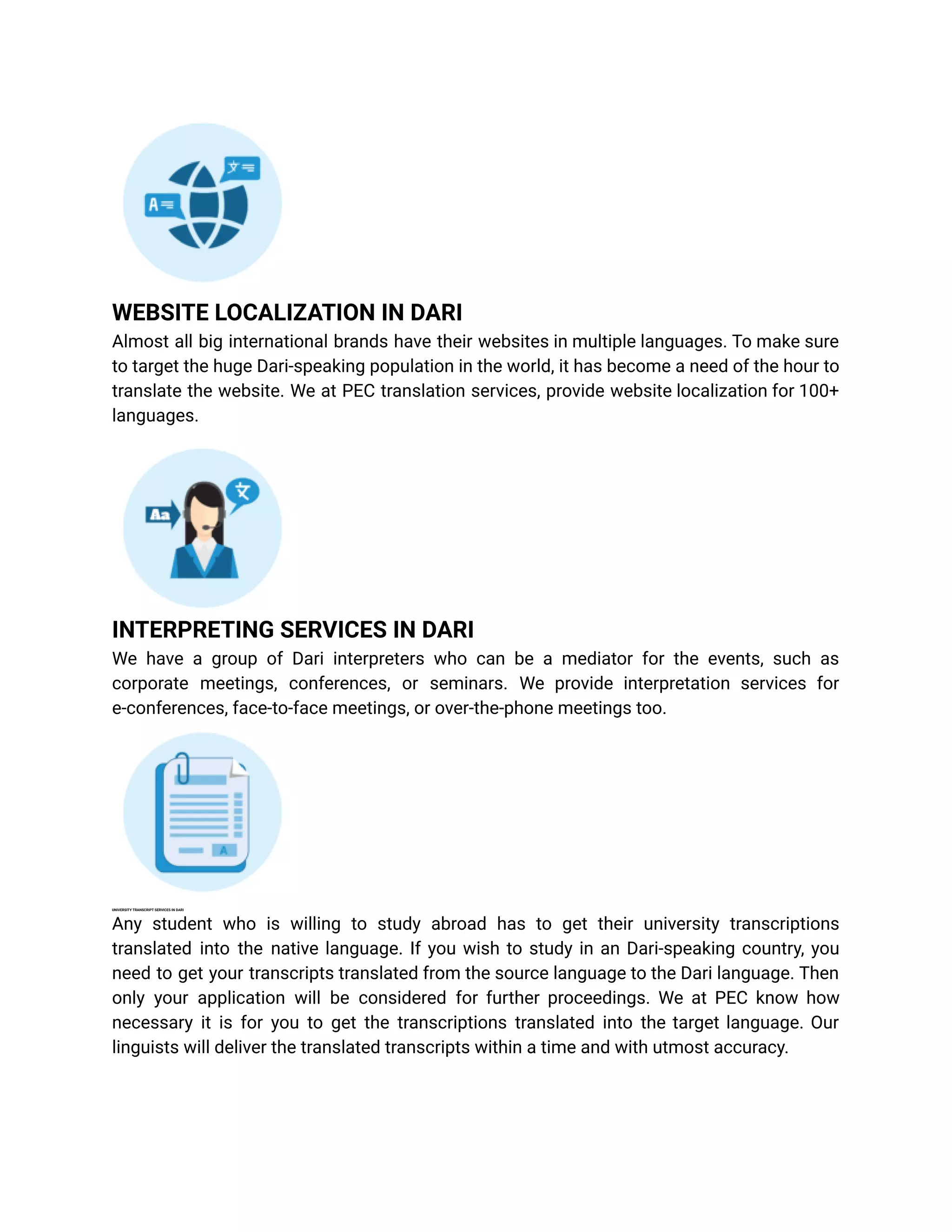 Dari translation services | PDF