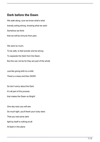 Dark before the Dawn | PDF