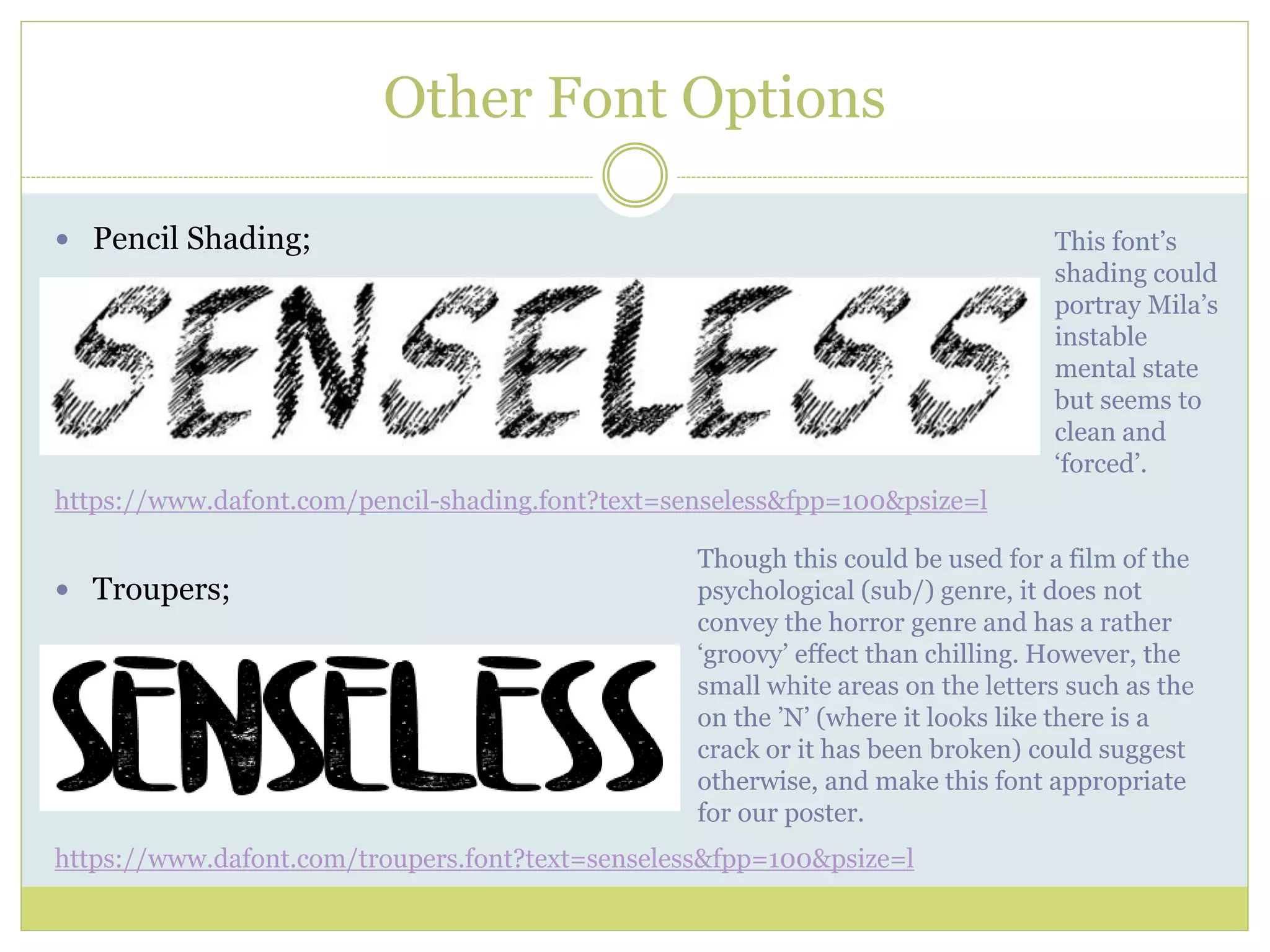 Dark Arts Productions Typography for ‘Senseless’ | PPT