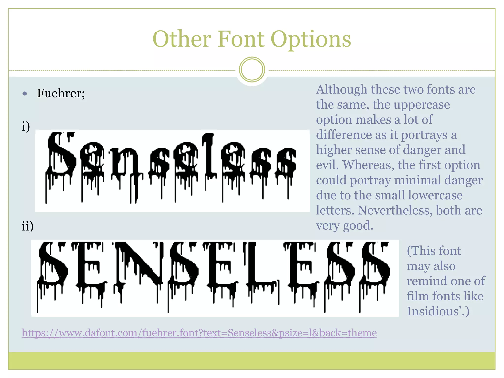 Dark arts productions typography for ‘senseless’ | PPTX