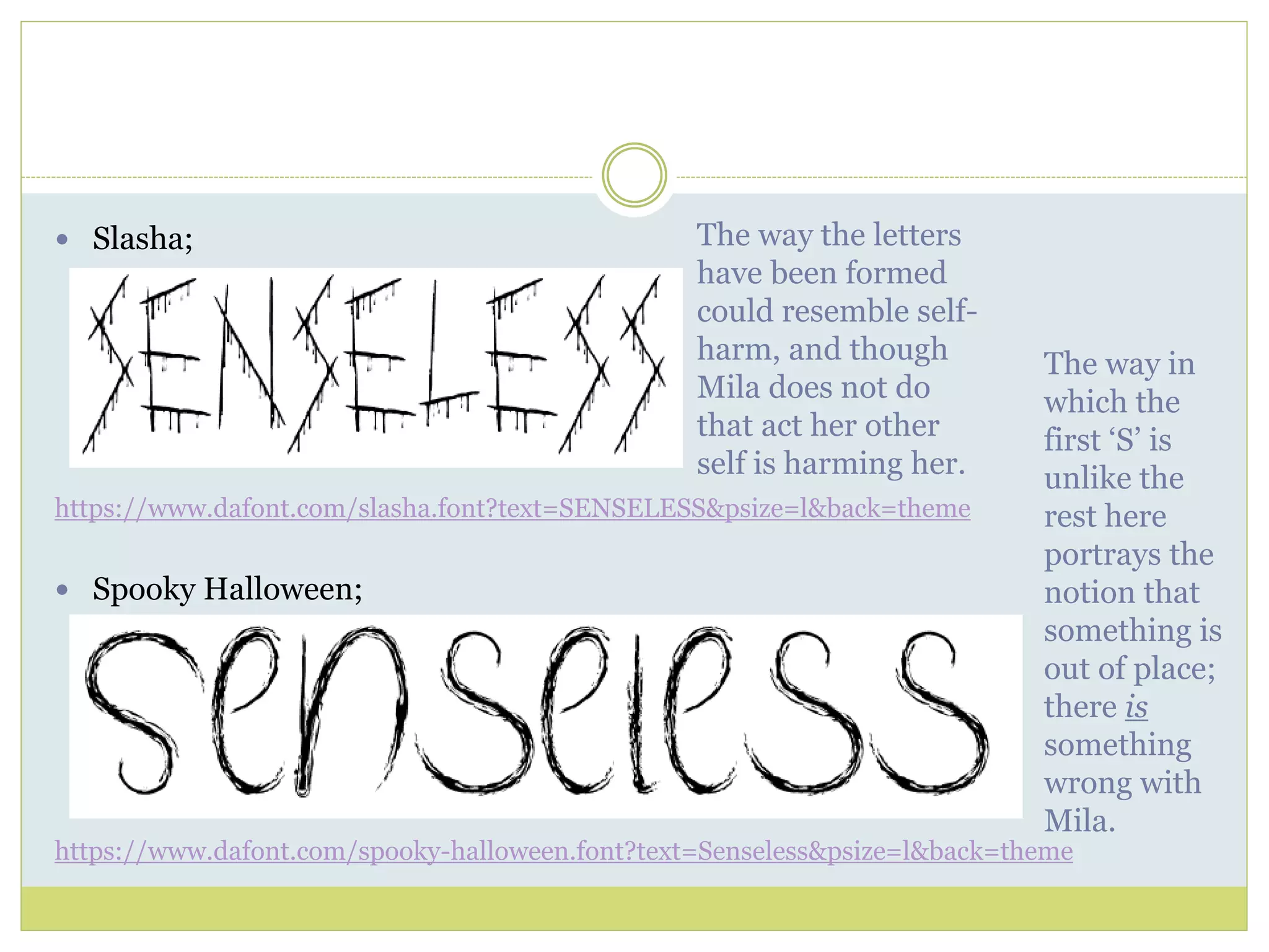 Dark arts productions typography for ‘senseless’ | PPTX