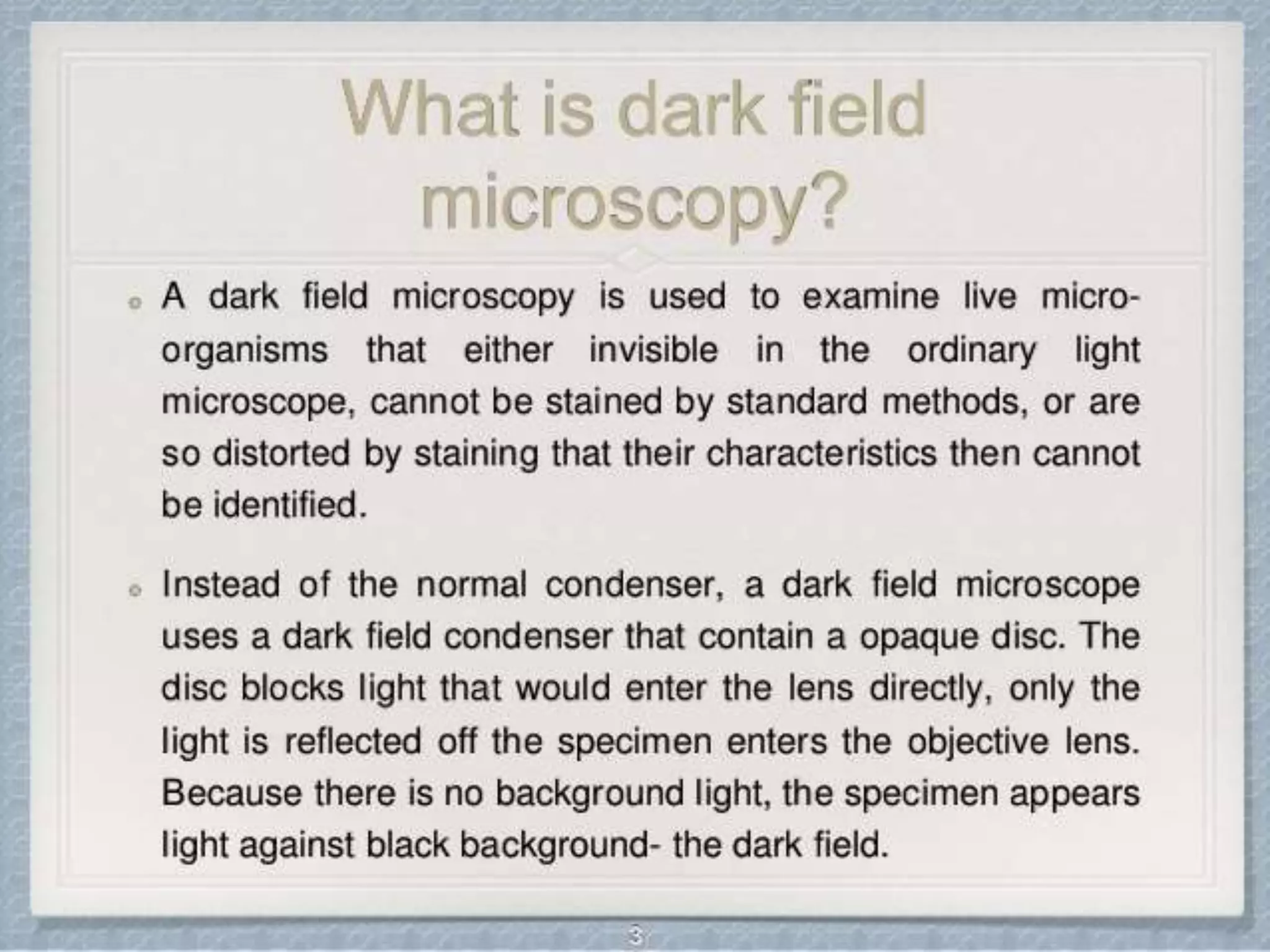 Dark field microscopy | PPTX