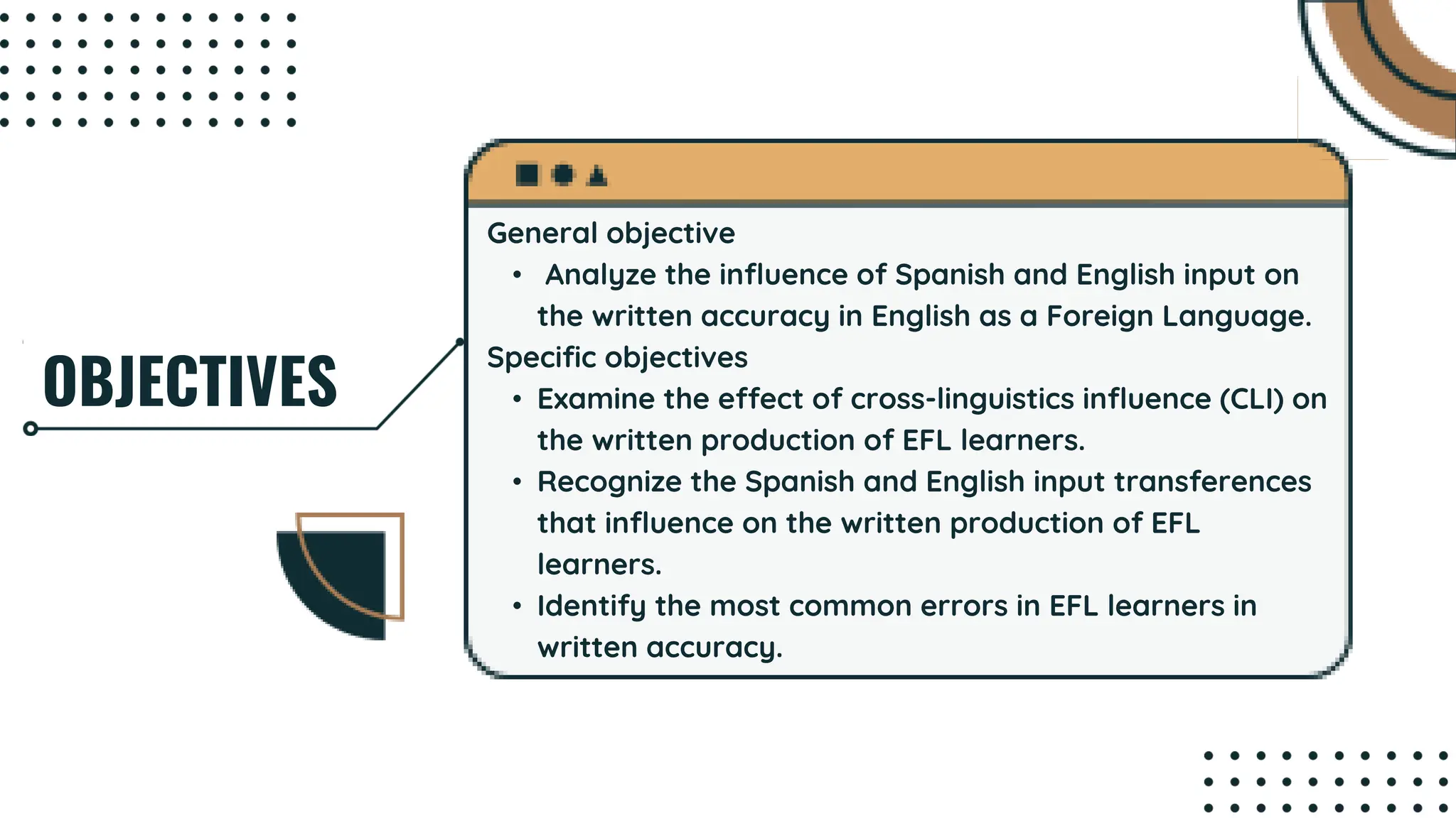 The influence of L1 and L2 Input in written accuracy in english | PPT