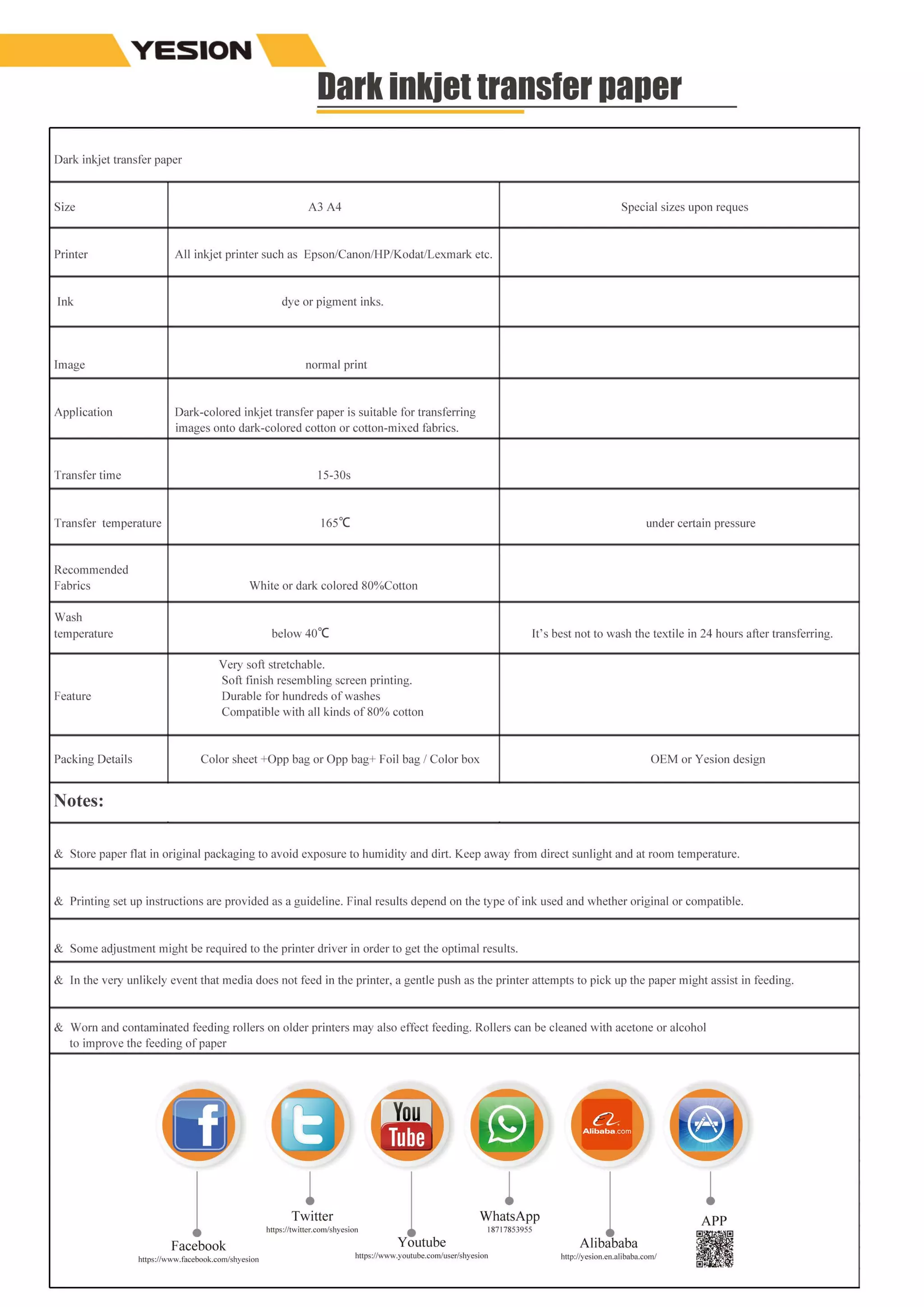 Dark inkjet transfer paper | PDF