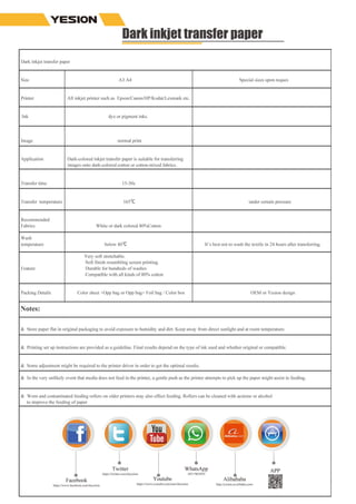 Dark inkjet transfer paper | PDF