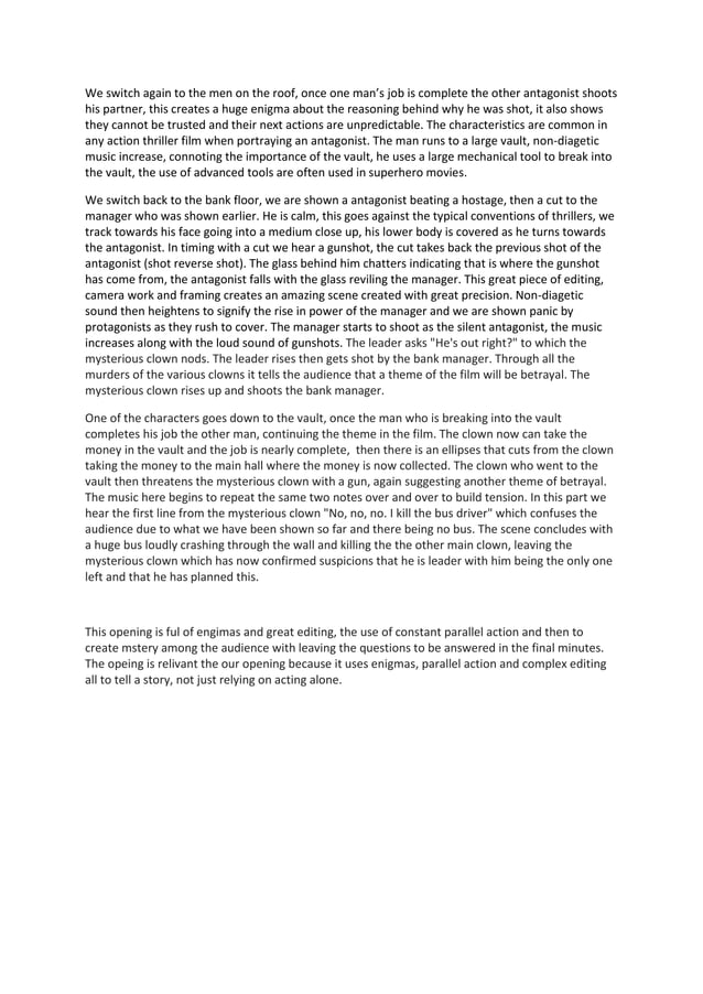 Dark Knight Opening Scene Analysis | DOCX