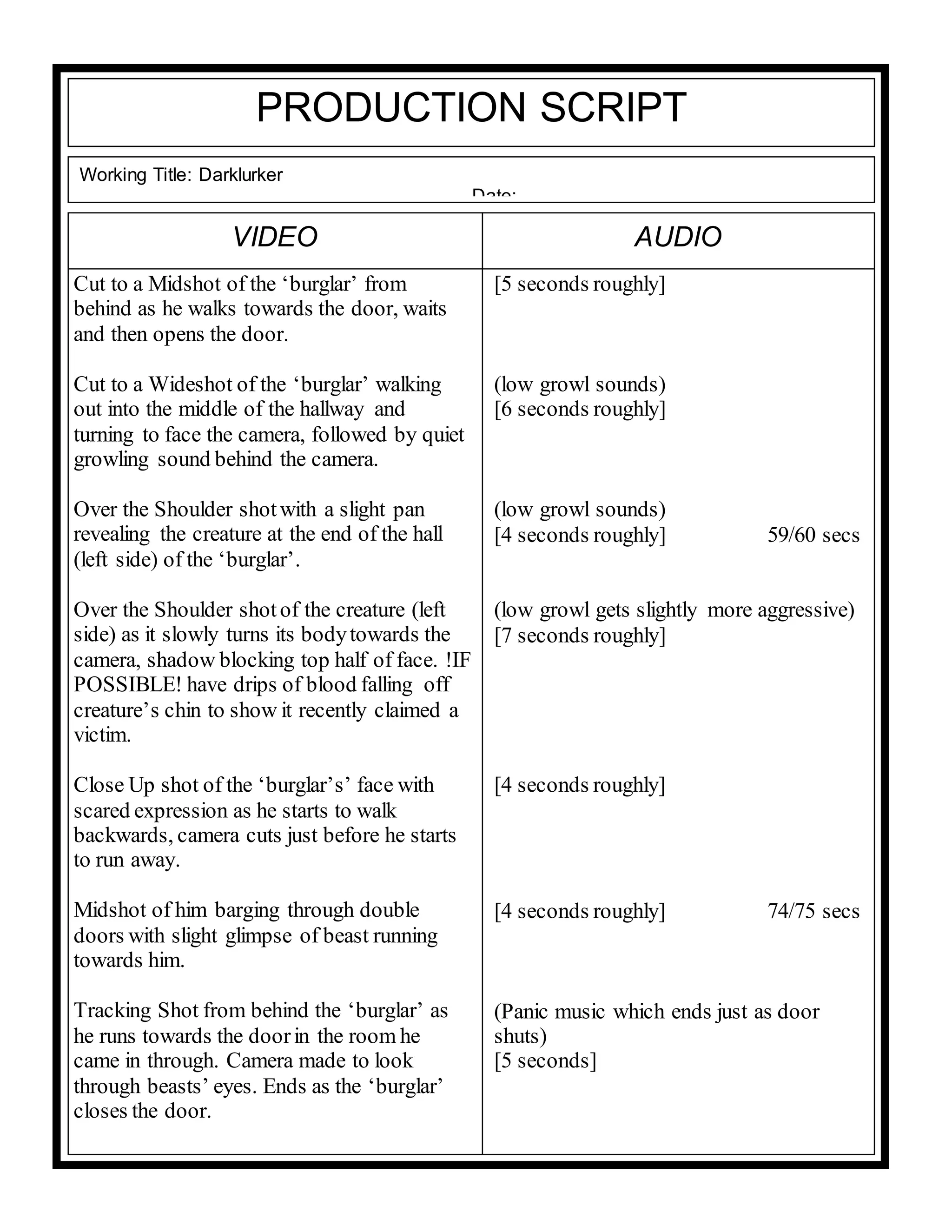 Darklurker Production Script 2 | PDF