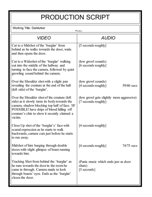 Darklurker Production Script 2 | PDF