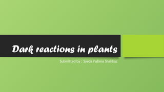 Dark reactions in plants and steps of it's cycle | PPTX