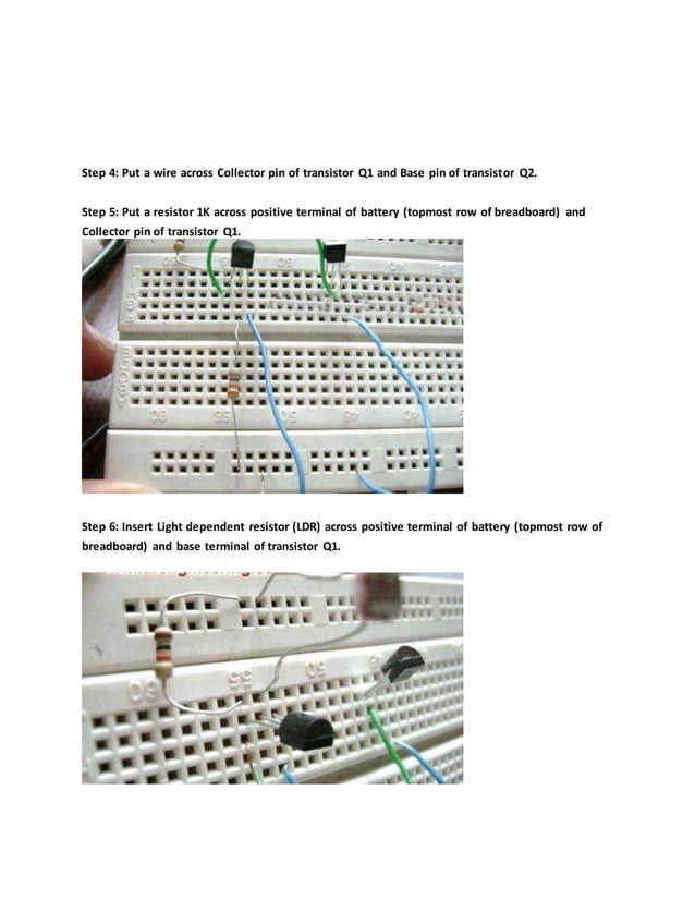 Dark sensor using LDR on breadboard | DOCX | Computer Peripherals ...