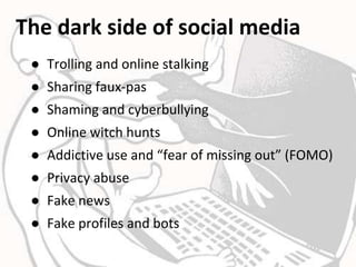 Social media? It’s serious! Understanding the dark side of social media ...