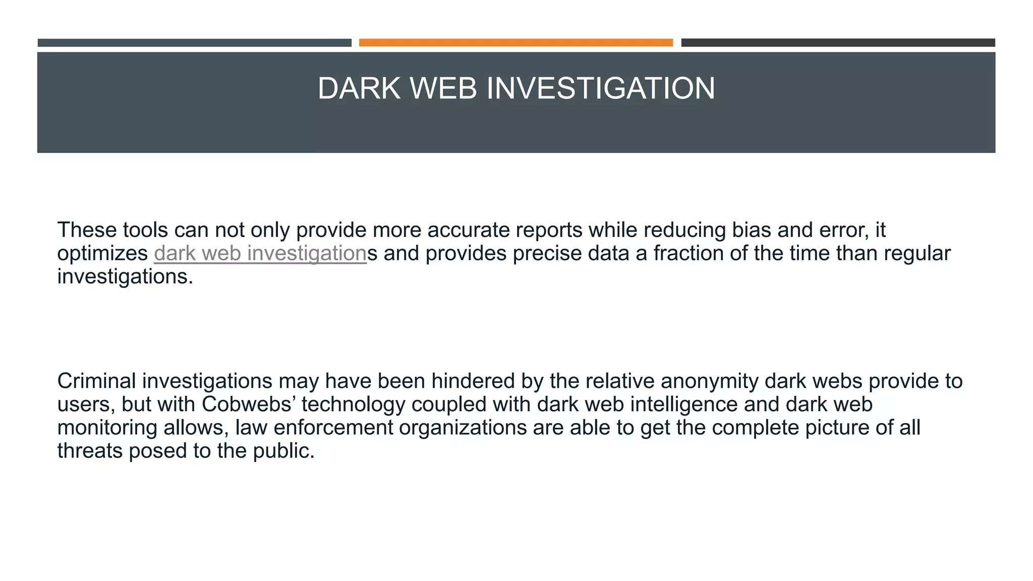 Dark web investigation | PPTX