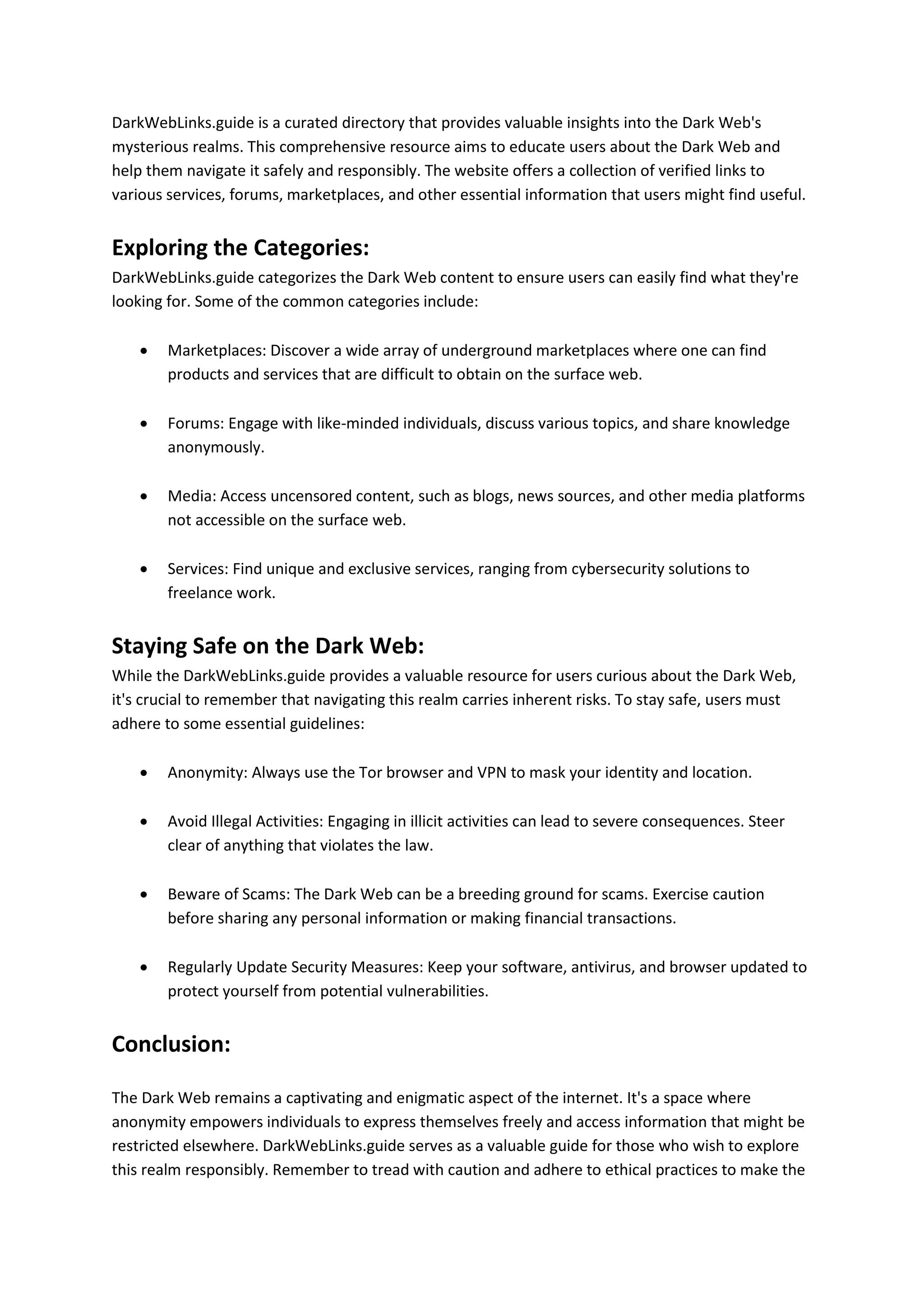 Dark Web Links - Dark Web Links Guide.pdf | Internet for Beginners | Internet