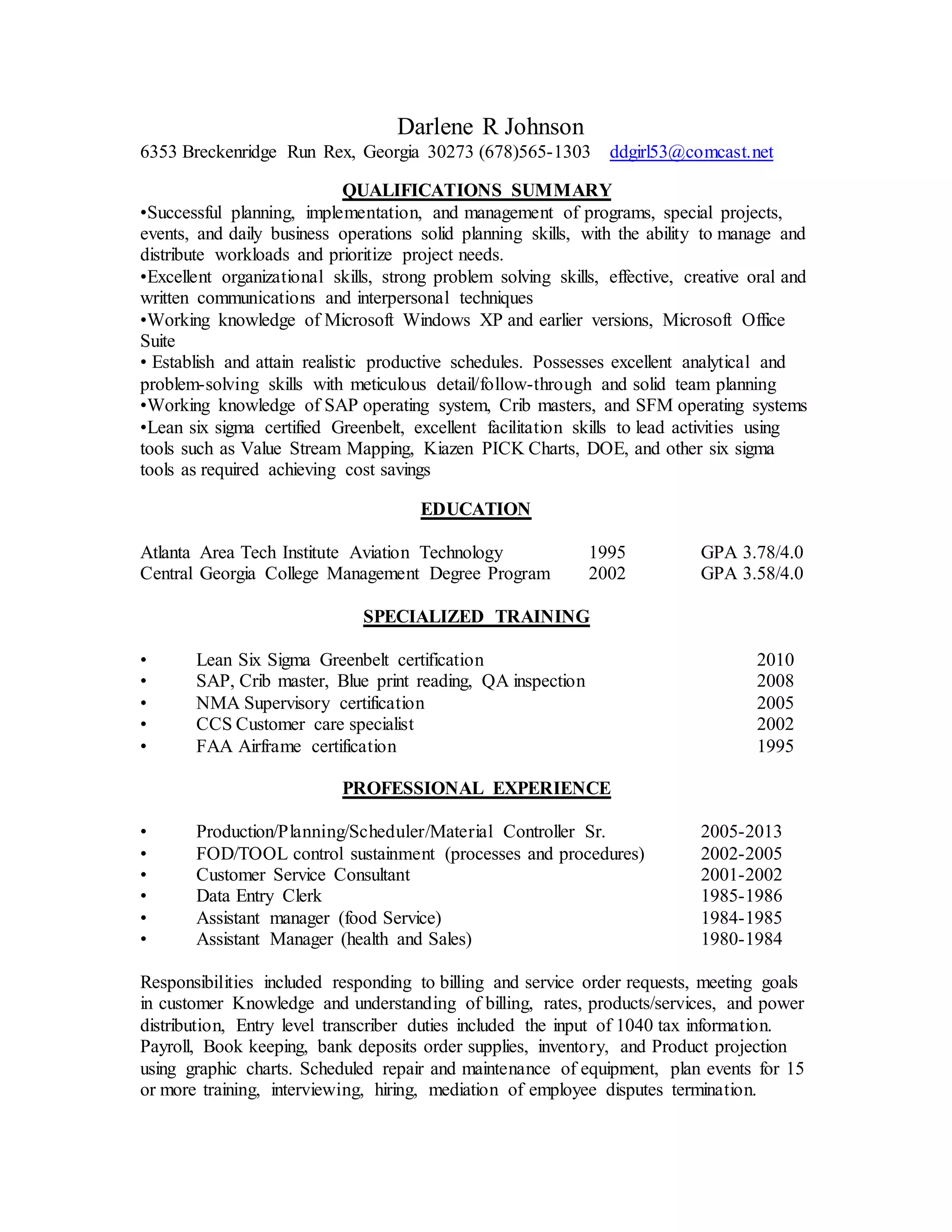 Darlene R. Johnson resume | DOCX