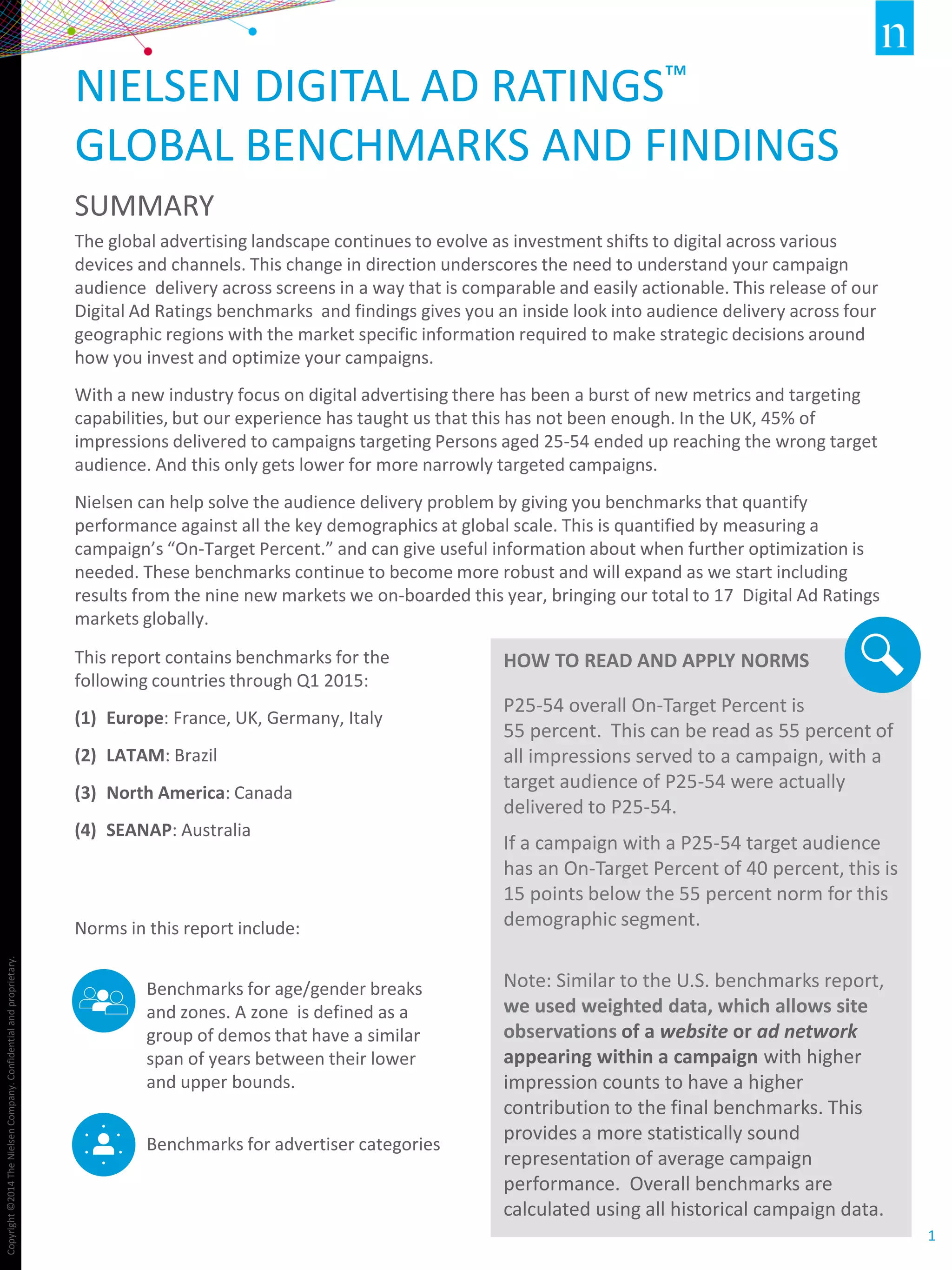 NIELSEN DIGITAL AD RATINGS™ GLOBAL BENCHMARKS AND FINDINGS | PDF