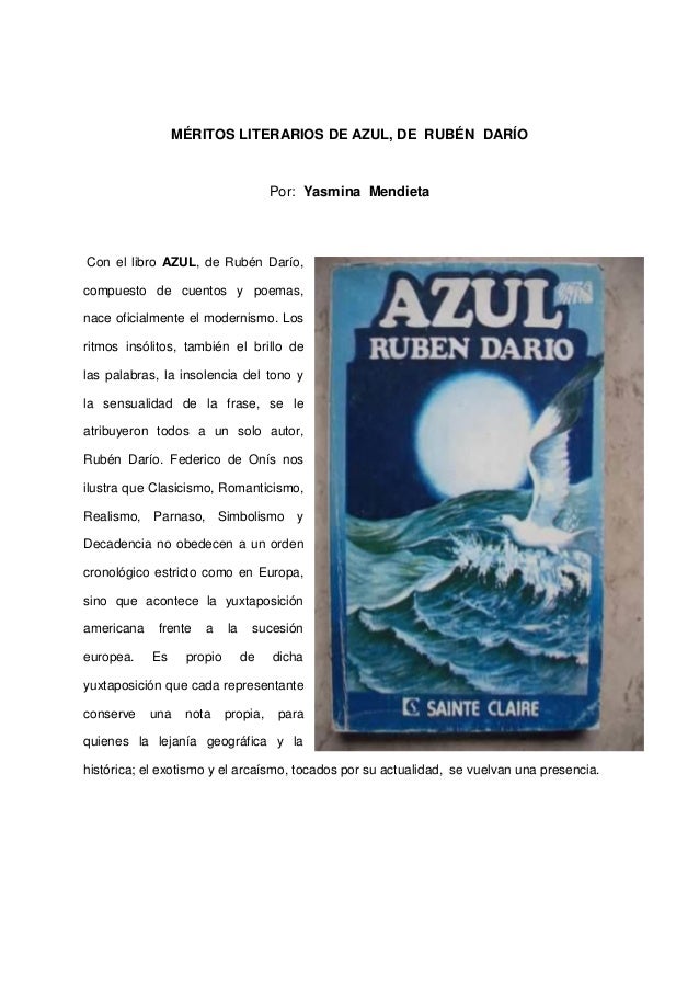 Yasmina Mendieta Méritos Literarios de Azul, de Rubén Darío