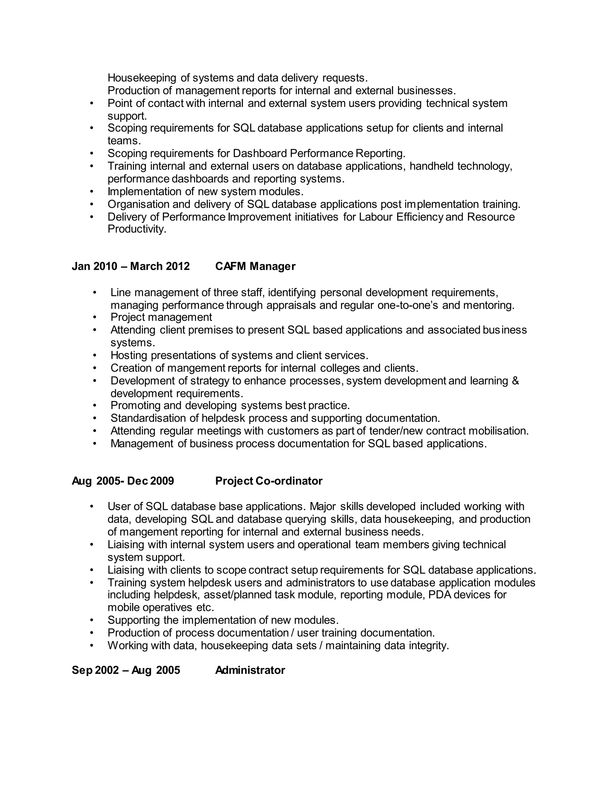 Darrell Bruce CV | DOCX | Databases | Computer Software and Applications