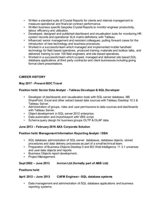 Darrell Bruce CV | DOCX | Databases | Computer Software and Applications