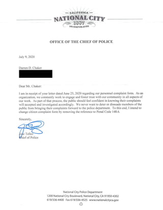 California Police Remove PC 148.6 Due to Darren Chaker | PDF