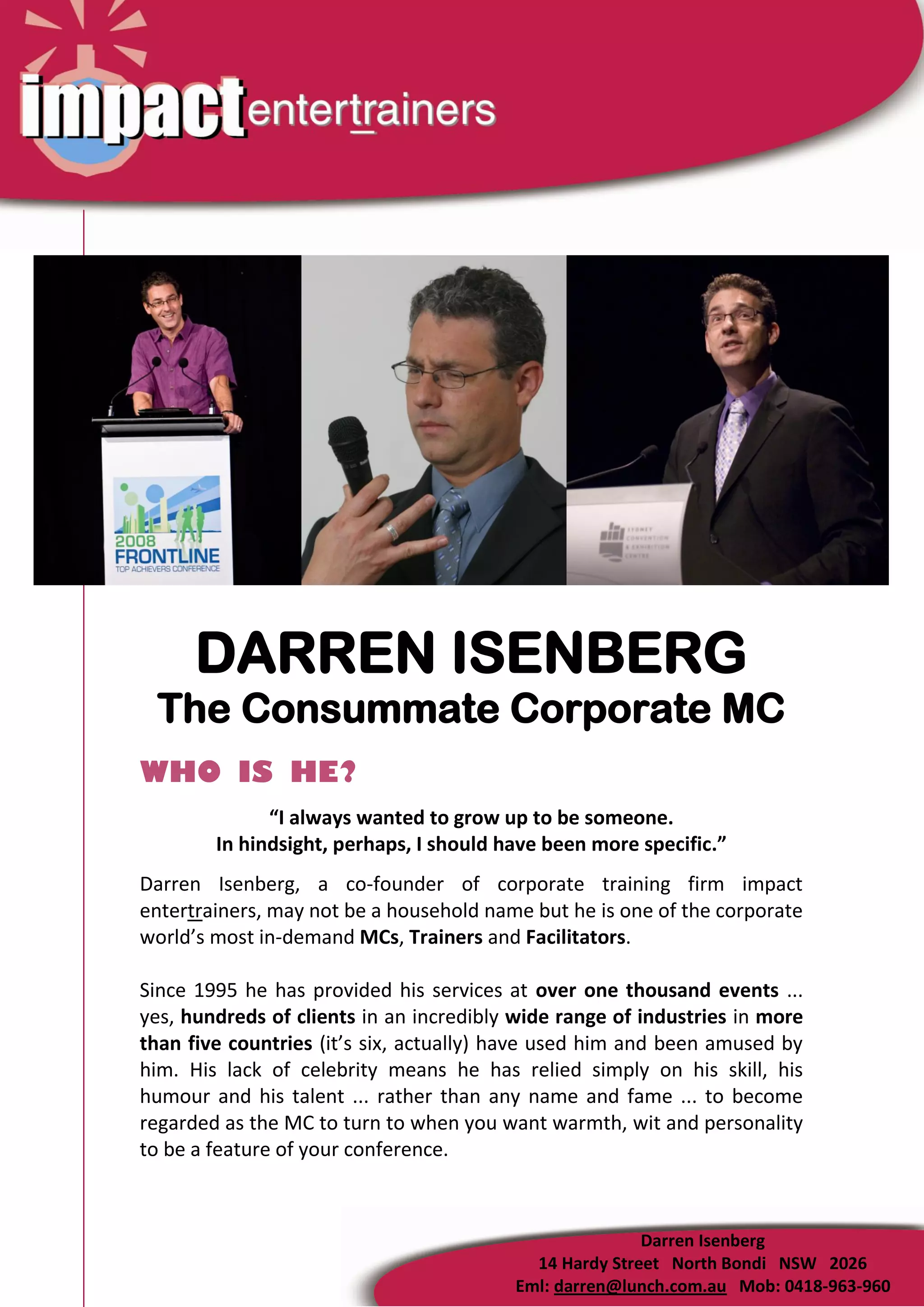 Darren Isenberg MCing Outline 2011 | PDF