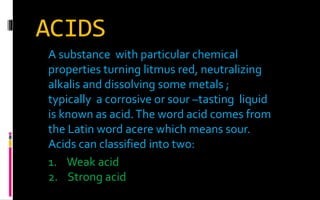 Acids, bases and salts . (CLASS -7) BY : DARSHAN BHAT | PPTX