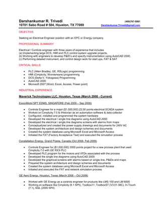 Control System Engineer Resume | PDF