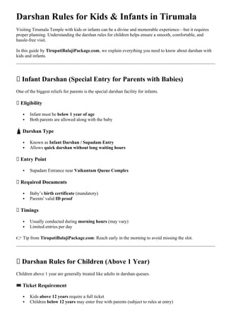Comprehensive Guide to Darshan Rules for Kids & Infants at Tirumala ...