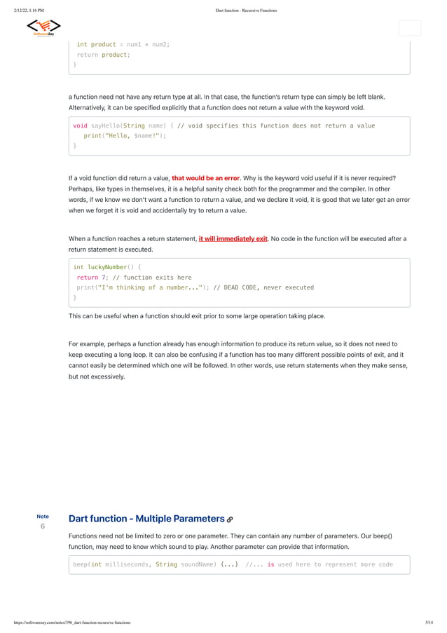 Dart function - Recursive functions | PDF