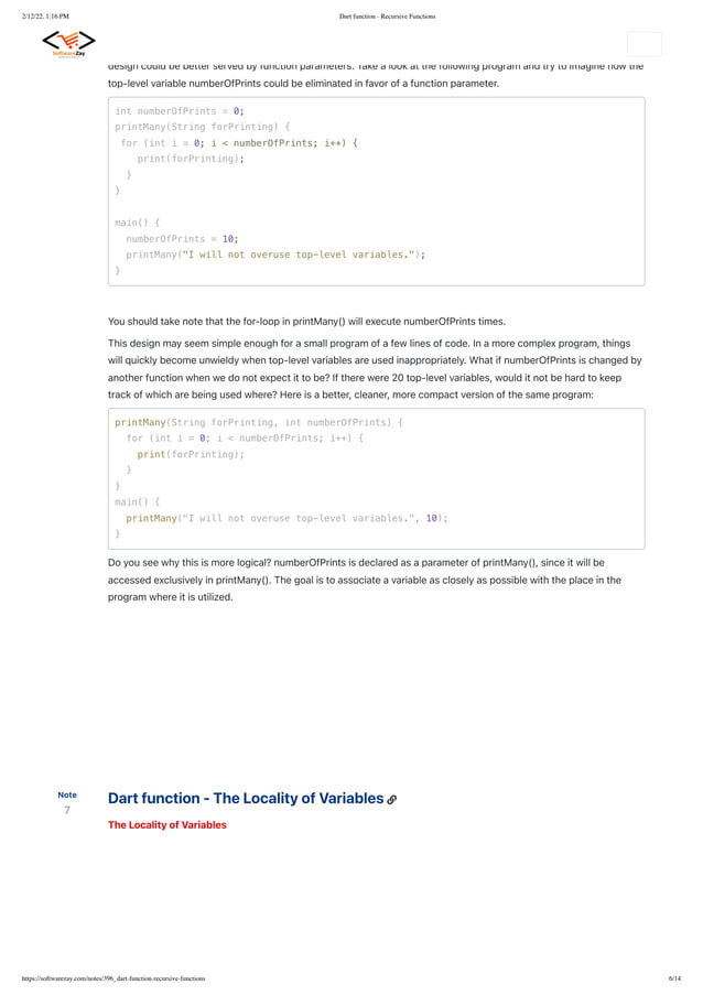 Dart Function Recursive Functions Pdf