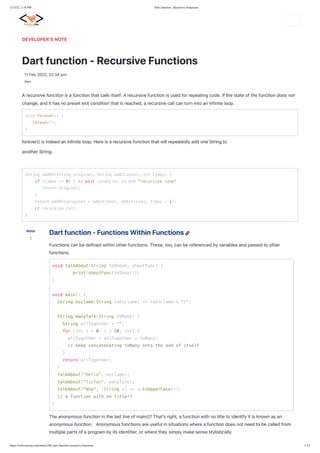Dart function - Recursive functions | PDF